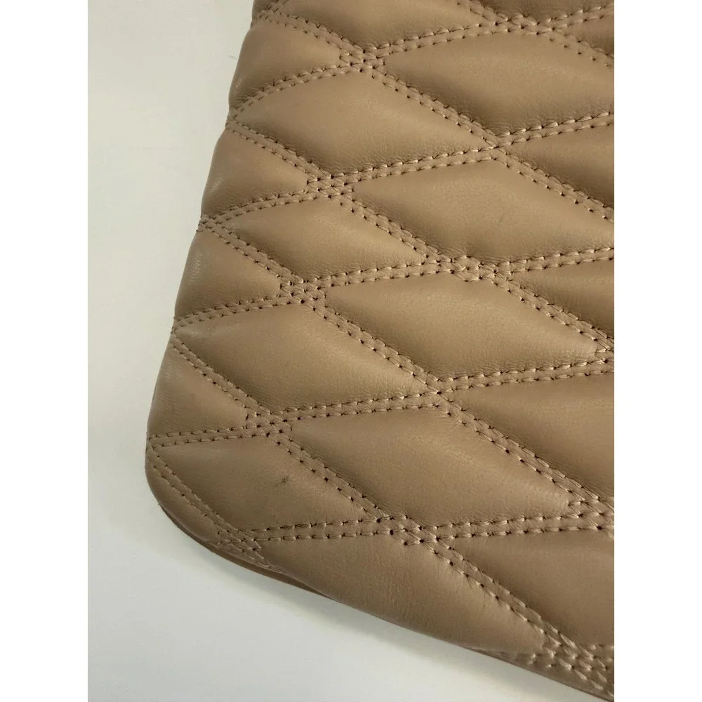 Dkny | Bags | Dkny Lara Top Zip Quilted Crossbody Bag Taupe Tan Chain ...